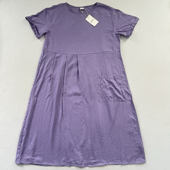 Lintico | Dresses | New Lintico Morgan Plum Purple 0 Linen A Line Paneled Short Sleeved Dress L ...